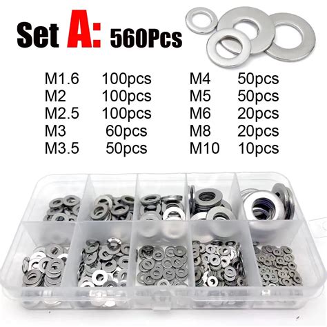 RONDELLE Set A Kit Assortiment De Rondelles Plates En Acier Inoxydable