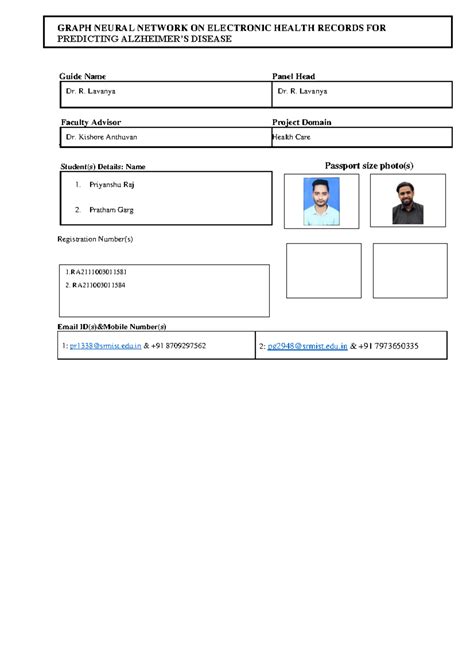 Project Book For Project Graph Neural Network On Electronic Health