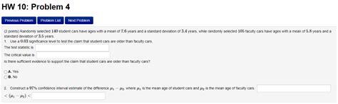Solved HW 10 Problem 4 Previous Problem Problem List Next Chegg Com