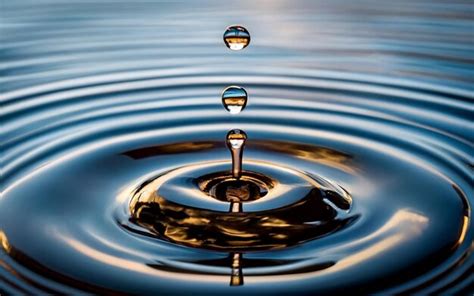 premium photo photo a droplet falls reflecting wave patterns