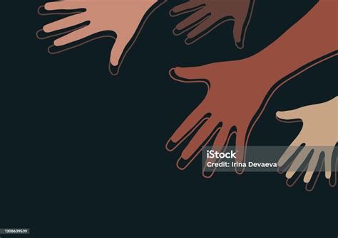 손을 들고 손바닥을 엽니다 자선 자원봉사 사랑 친절 평등 인종 및 사회적 문제의 개념 벡터 일러스트레이션 Charitable