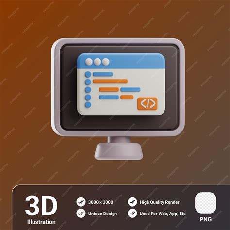 premium psd object computer programming web coding 3d illustration