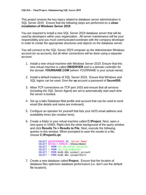 Sql19a Pex Finalproject Online V11 Pdf Microsoft Sql Server