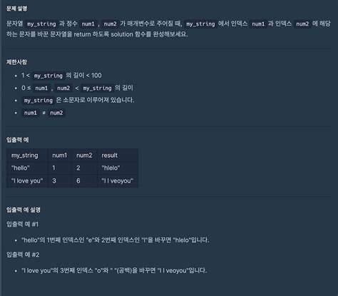 Swift 프로그래머스 입문 문제 인덱스 바꾸기 — Ukseung Ios Swift 프로그래머스 입문 문제 인덱스 바꾸기 — Ukseung Ios