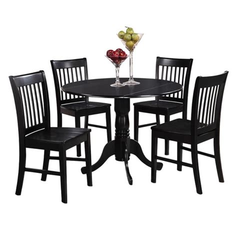 Shop Black Round Kitchen Table And 4 Dinette Chairs 5 Piece Dining Set