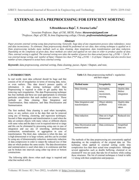 Data Preprocessing For Efficient External Sorting Pdf