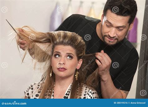 Embarrassed Hairdresser And Client Royalty Free Stock Image Image