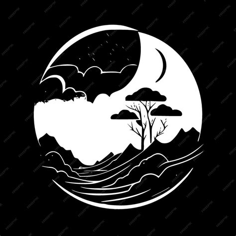 神秘的な黒と白のベクトル図 プレミアムベクター