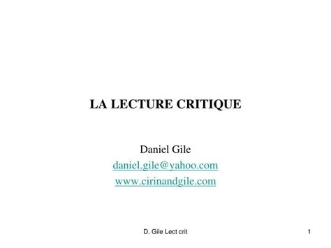 Ppt La Lecture Critique Powerpoint Presentation Free Download Id