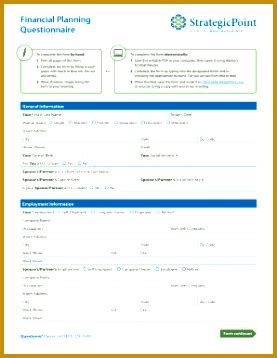 3 Financial Planning Questionnaire Template Fabtemplatez