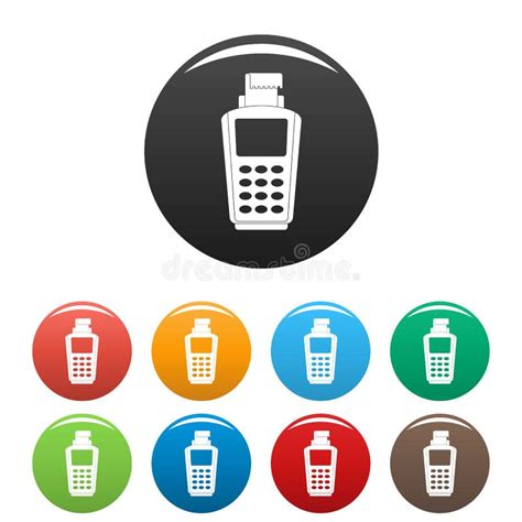 Pos Terminal Icons Set Color Stock Vector Illustration Of Commercial Commerce