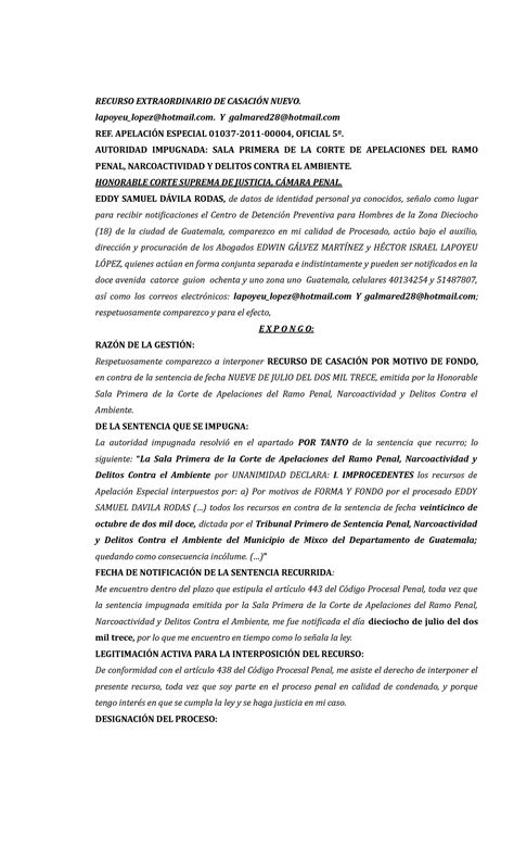 Recurso De Casacion Assrdf Derecho Penal Iii Umg Studocu