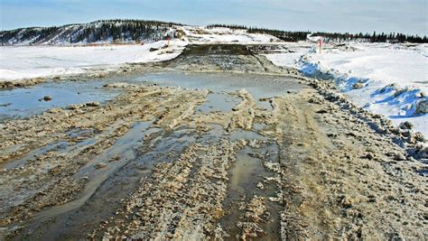 Tsiigehtchic Winter Access Road And Mackenzie River Ice Crossing Close