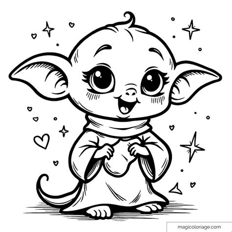 Cute Dobby Coloring Page From The Harry Potter Universe