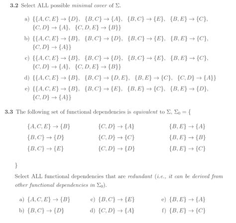 Solved 3 Normalization The Following Set Of Questions Is