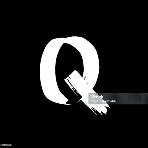 Q Handwritten 드라이 브러쉬에 의해 편지 거친 스트로크 글꼴입니다 벡터 일러스트입니다 그런 지 스타일 우아한 알파벳