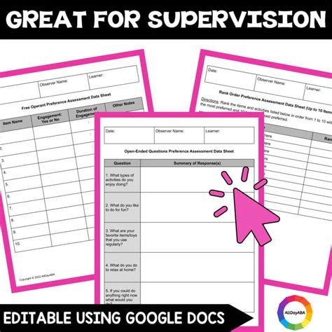 Editable Preference Assessment Data Sheets Bundle Aba Therapy Special