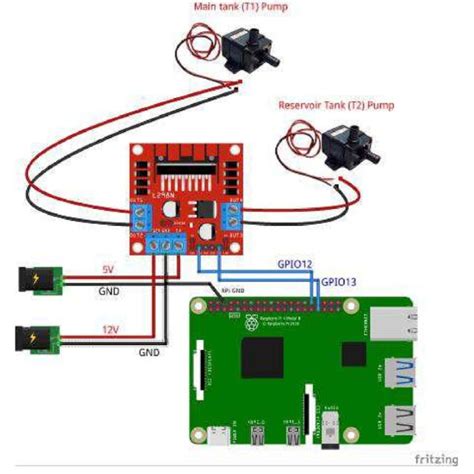 Schematic For The L298 Driver And Raspberry Pi In This Case The