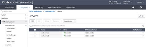 Citrix ADC VPX Web Server Load Balancer Configuration Virtualization
