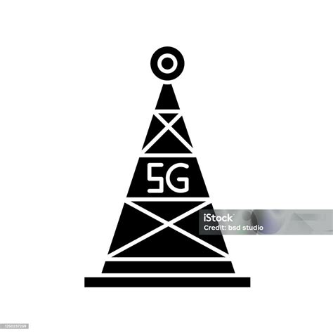 5g 細胞塔黑色字形圖示天線信號無線技術快速連接移動蜂窩網路覆蓋空白上的剪影符號向量隔離圖向量圖形及更多5號圖片 Istock