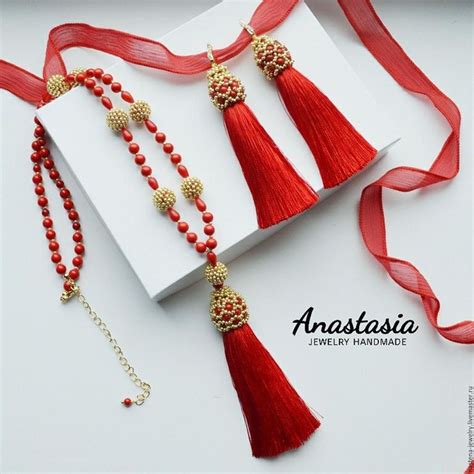 Серьги и сотуар с шелковыми кисточками Diy Jewelry Necklace Beads Bead Jewellery Fashion Jewelry