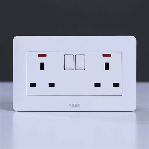 Milano 13A Twin Socket With Switch Led Indicator White
