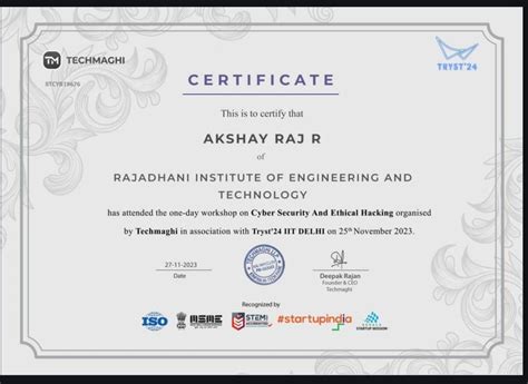 Akshay Raj R On Linkedin Cybersecurity Ethicalhacking Tryst24 Iitdelhi Techmaghi Cyberskills…