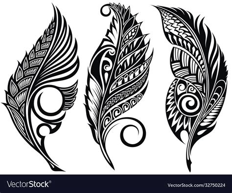 Decorative Feathers Royalty Free Vector Image VectorStock