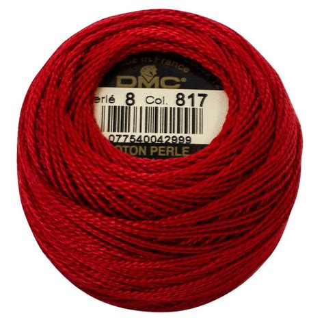 Dmc 817 Perle Cotton Thread Size 8 Coral Very Dark Red Etsy