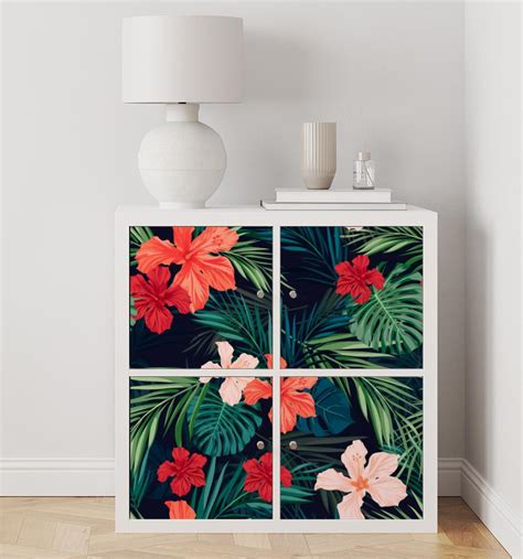 Ikea Kallax Sticker Red Flowers With Green Leaves Hundreds Of Designs