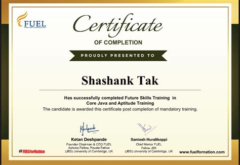 Shashank Tak On Linkedin Corejava Fuel Internship Javadeveloper