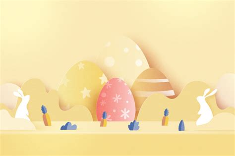 행복한 부활절 배경 제품 디스플레이 모형 배너 템플릿 디자인 종이 아트 벡터 그림입니다 3차원 형태에 대한 스톡 벡터 아트 및
