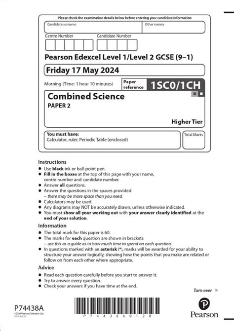 Gcse Edexcel 2024 Higher Combined Science Chemistry Paper 1 Paper 2 Science Stuvia Uk