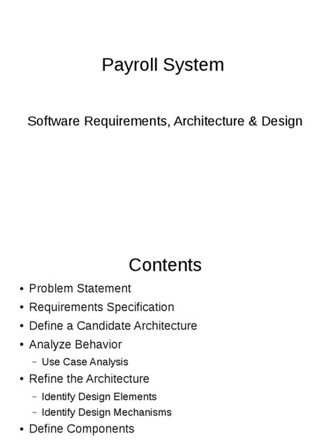 Payroll System Software Requirements Architecture And Design Pdf