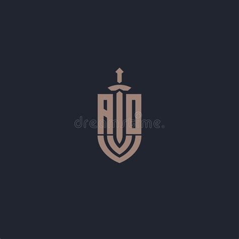 Ao Logo Monogram With Sword And Shield Style Design Template Stock Vector Illustration Of