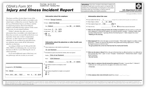 Osha Form 301 Safety 101 Help Site