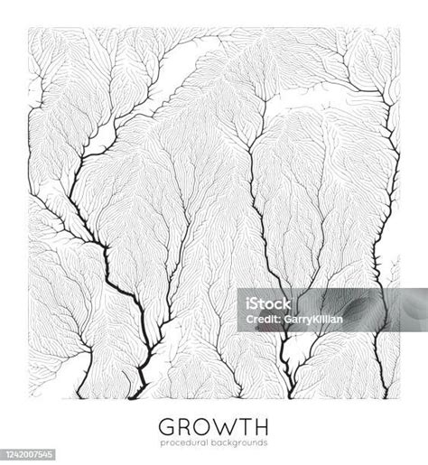 벡터 생성 분기 성장 패턴 정사각형 텍스처 이끼는 정맥이있는 유기 구조와 같습니다 혈관의 모노 크롬 사각형 생물학적 그물 나무에 대한 스톡 벡터 아트 및 기타 이미지