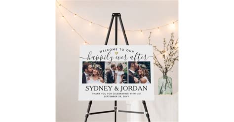 Happily Ever After 3 Photo Wedding Welcome Script Foam Board Zazzle