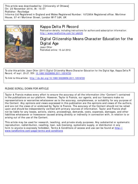 Digital Citizenship Means Character Education For The Digital Age Pdf Sex Education
