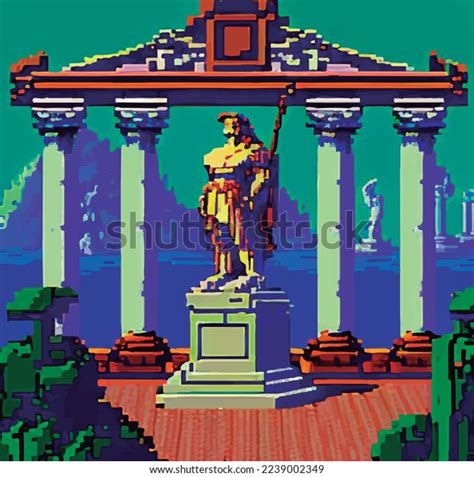 Pixel Art Statue Standing Proudly Stock Vector Royalty Free