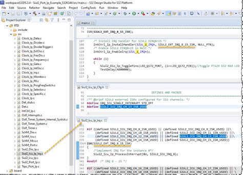 siul2 external interrupt example project using s32k3 rtd without