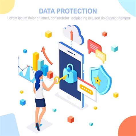 Premium Vector Data Protection Internet Security Privacy Access With Password Isometric