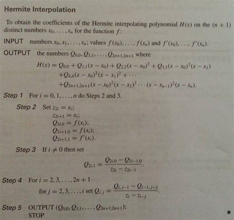 Hermite Interpolation To Obtain The Coefficients Of Chegg