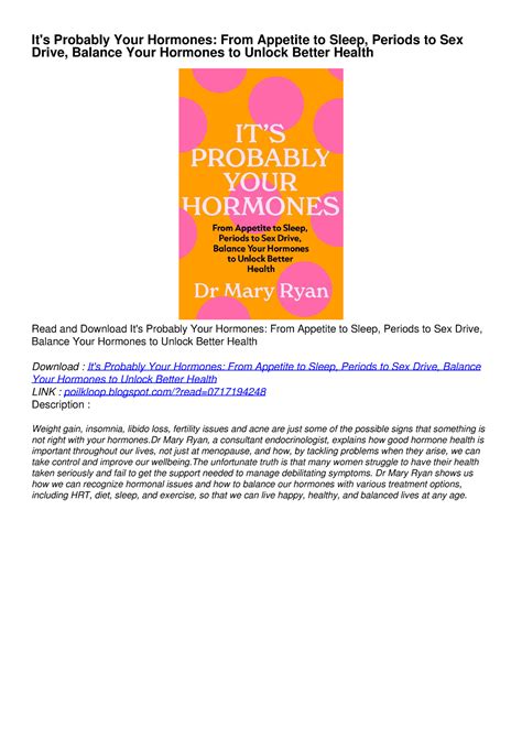 Pdf Read Free Its Probably Your Hormones From Appetite To Sleep