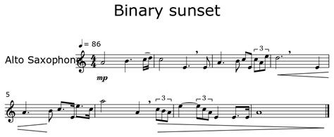 Binary Sunset Sheet Music For Alto Saxophone