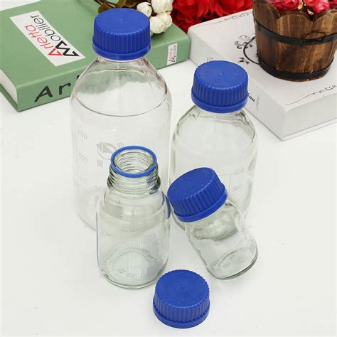 Experiment Glass Reagent Bottles Blue Screw Cap 100ml 250ml 500ml