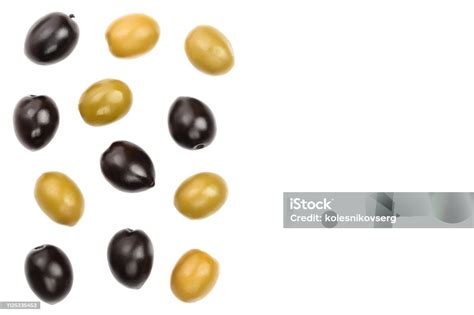 녹색과 검정 올리브 복사 공간 텍스트와 흰색 배경에 고립 최고의 볼 수 있습니다 평면 배치 0명에 대한 스톡 사진 및 기타