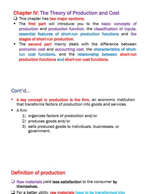 Chap Iv Theories Of Production And Cost Aau Pdf Production