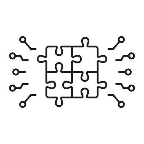 Digital Square Jigsaw Linear Pictogram Puzzle Challenge Teamwork Logic Game Idea Outline