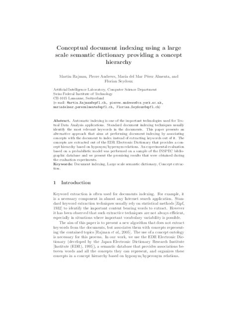 Pdf Conceptual Document Indexing Using A Large Scale Semantic
